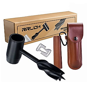 RRLOM Survival Settlers Tool Bushcraft Auger Scotch Eye Wood Auger Drill, Hand Auger Wrench, Manual Auger Outdoor Wood Peg and Hole Maker for Camping, Bushcrafting and Outdoor Backpacking