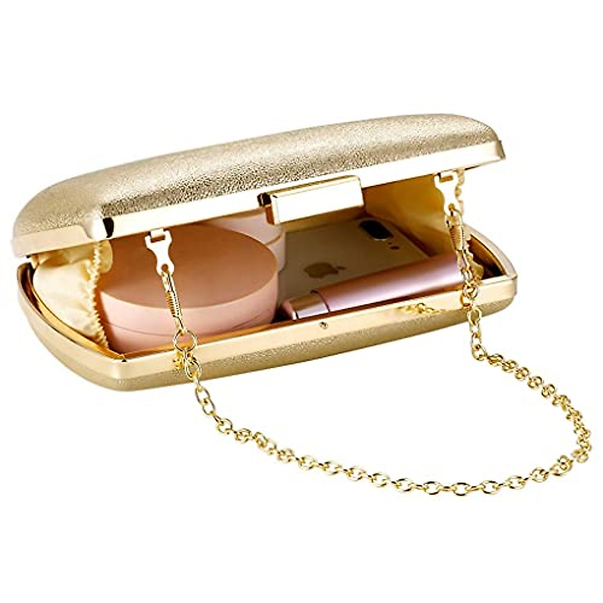 BENCOMOM Women's Gold Clutch,Gold Evening Clutch Purses For Women Evening Gold Clutch Bags Shoulder Crossbody Handbags Bridal Prom Wedding Party gold Purse With Detachable Chain