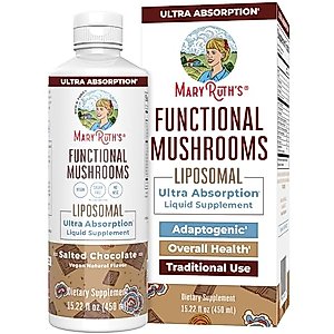 MaryRuth Organics Mushroom, Mushroom Supplement, Mushroom Liquid Vitamin, Reishi Mushroom Supplement for Immune Support, Turkey Tail Vitamin for Stress Relief, Vegan, Non-GMO, Gluten Free, 15.22 Fl Oz