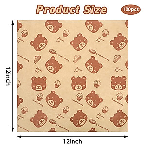 100Pcs Wax Paper Sheets for Food, Parchment Paper, Sandwich Wrapping Paper, Basket Liners Food Picnic Paper Deli Wrapping Sheets, 12 x 12 In