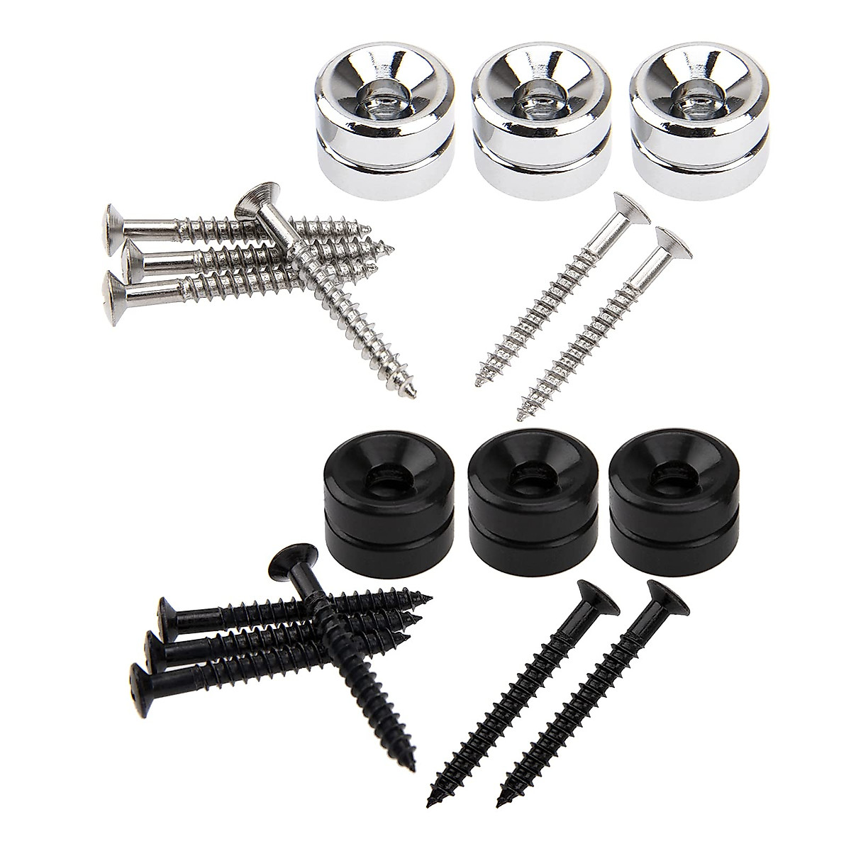 12Pcs Yootones Guitar Neck Joint Ferrules Bushing with Screws Compatible with Bass Electric Guitar(Black+Silver)