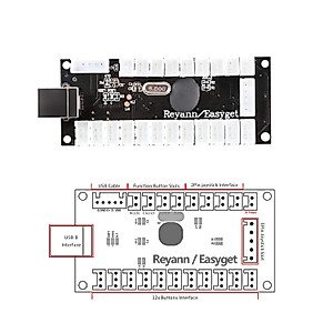 Easyget LED Arcade DIY Parts 2x Zero Delay USB Encoder + 2x 8 Way Joystick + 20x LED Illuminated Push Buttons for Mame Jamma Arcade Project Red + Blue Kits