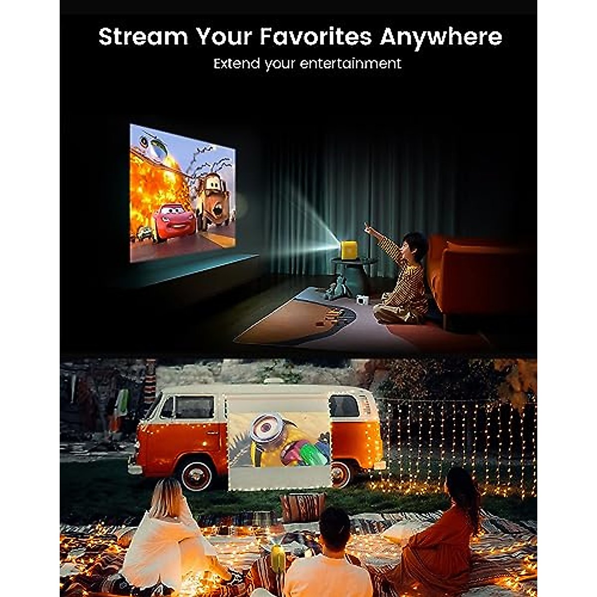 Mini Portable Projector with 720P Native Resolution, Dustproof Projector Compatible with Windows/ TV stick with HDMI connection