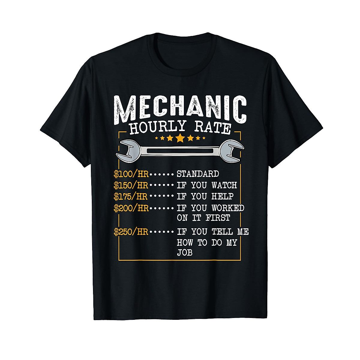 Mechanic Hourly Rate Labor Rates Funny Co-Workers Car Lover T-Shirt