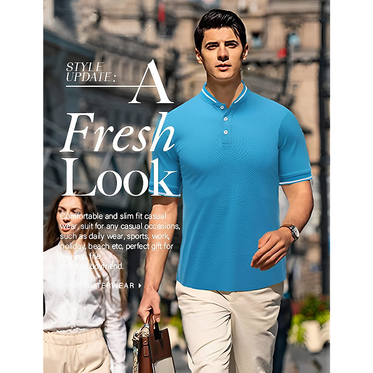 Men's Fashion Polo Shirts Classic Fit Polo Shirt Short-Sleeve Polo Office Polo Shirt 3-Button unique polo half sleeve slim fit form fitting Casual Stylish Clothes Cloths ropa de hombre de moda 2023