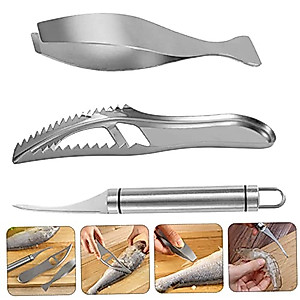 BESTonZON 2 Sets Stainless Steel Fish Scale Planer Cleaning Tools Fish Scaler Brush Fish Descaling Tool Prawn Cleaning Tool Kitchen Utensil Fish Scale Tool Fish Remover Seafood Detergent Set