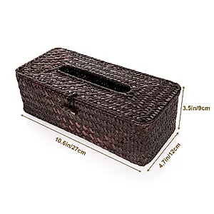 Rectangular Woven Tissue Box Holder Tissue Paper Holder Decorative Napkin Holder for Table Tissue Box Cover Rectangular Pumping Paper case Dispenser for Home Office Car Automotive Decoration