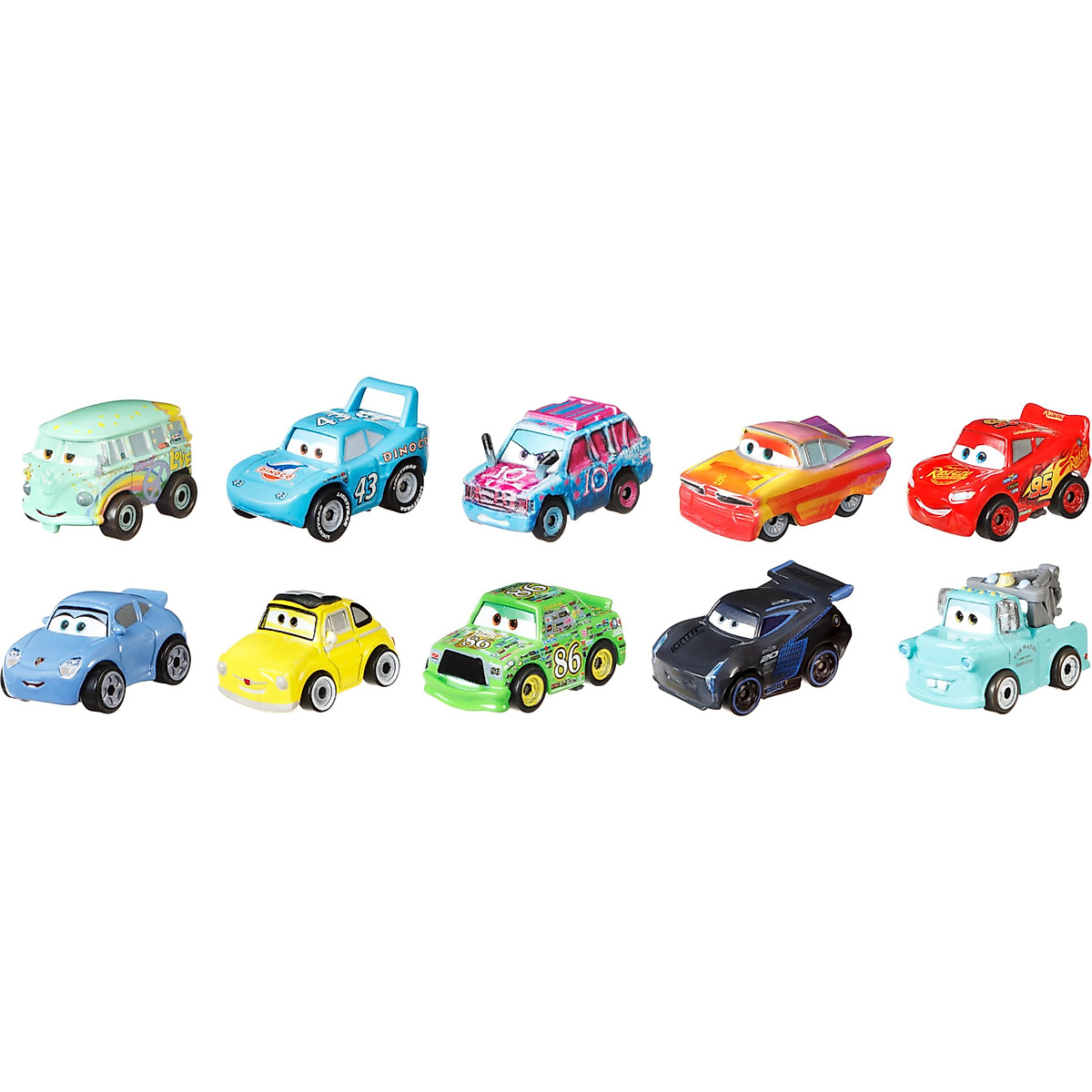 Mattel Disney and Pixar Cars Mini Racers 10-Pack, Collectible Set with 10 Toy Vehicles, Fan-Favorite Characters
