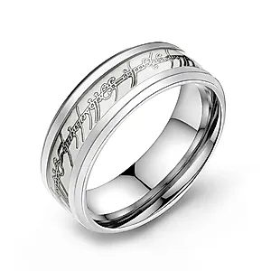 Glow in The Dark Band 8mm Wide Stainless Steel Rings for Men or Women Couples Matching Black Wedding Bridal Ring Ginger Lyne Fashion Jewelry