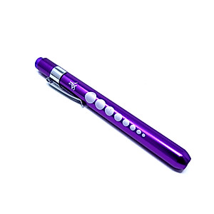 Penlight Reusable Medical Aluminum LED Pen Light with Pupil Gauge for Nurses Doctors Students with Pocket Clip (Purple)