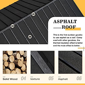 Erinnyees 12' x 11' Solid Spruce Wood Hardtop Gazebo with Waterproof Asphalt Roof for Lawn, Garden, Deck, Patio