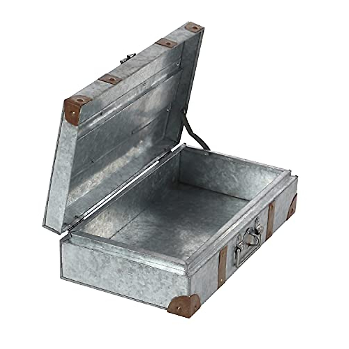 Deco 79 Metal Box with Hinged Lid, Set of 3 13", 16", 19"W, Gray