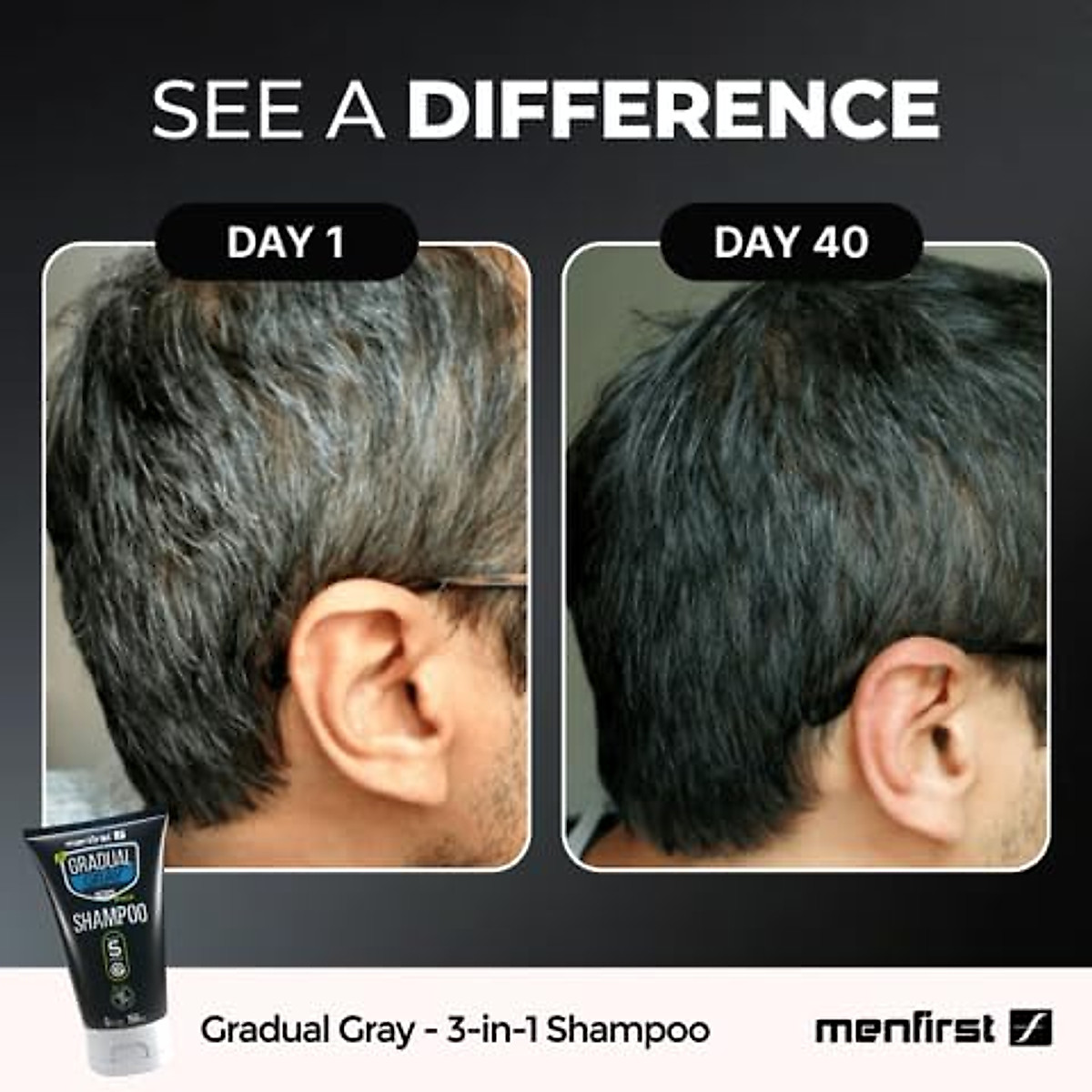 MENFIRST Gradual Gray - Good Bye Gray Hair- 3-in-1 Shampoo and Hair Pomade - 2 Pack Bundle