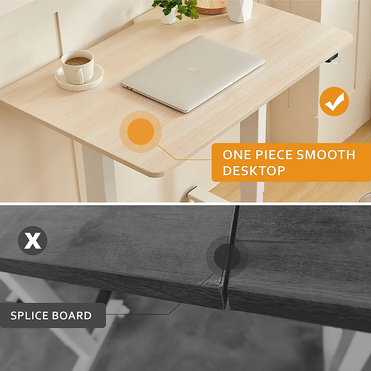 Okin Small Rolling Standing Desk, 36" x 24" One Piece Top Height Adjustable Desk, Electric Stand Up Desk with 4 Caster Wheels, Mobile Sit to Stand Workstation, Light Oak Table Top, White Frame