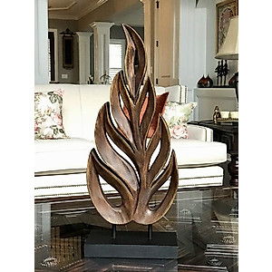 Decozen Handcrafted Solid Wood Leaf Sculpture from Daughter, Son, Husband - Ideal for Home, Mantel, Fireplace, and Foyer Decor - Tabletop Accent