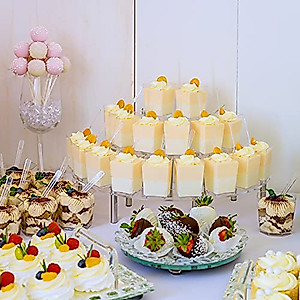 Colovis Dessert Cups, 60 Count 5oz Clear Plastic Parfait Appetizer Cups with Spoons Square Dessert Serving Cups for Parties, Events, Catering (60)