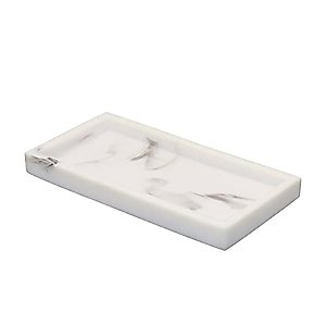 LIUYUNQI Home Decor Countertop Cosmetic Organizer Hotel Bathroom Tray Rectangular Plate Household Resin Marble Texture (Color : E, Size : 20 x 10.5 x 1.8cm)