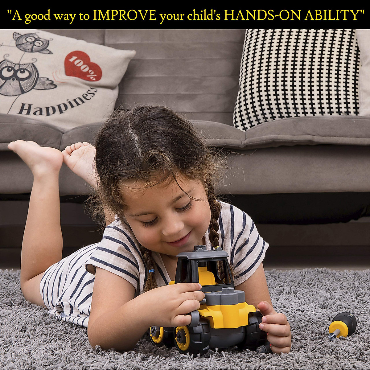 Mushky Take Apart Toys for Boys and Girls, 26pc Assembly Bulldozer Toys Construction Truck with Screwdriver, STEM Educational Learning Toys for Toddlers, Best Toy Vehicles Gifts for 3 4 5 6 Year Olds