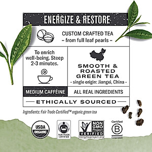 Numi Organic Gunpowder Green Tea, 16 Ounce Pouch, Full-Bodied Loose Leaf Green Tea Pearls, Brew 200 Cups, Packaging May Vary