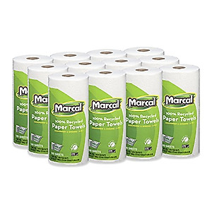 Marcal Paper Towels U-Size-It Sheets 2 Ply 140 Sheets Per Roll 100% Recycled - 12 "Roll Out" Rolls Per Case Green Seal Certified Paper Towel Rolls 06183
