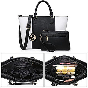 MARCO M KELLY Women Two Tone Handbags (Black/White)