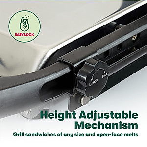 BELLA Electric Panini Press & Sandwich Grill, Polished Stainless Steel, Multifunction Space-Saving Panini Press & Contact Grill with Non-Stick Plates (13267)