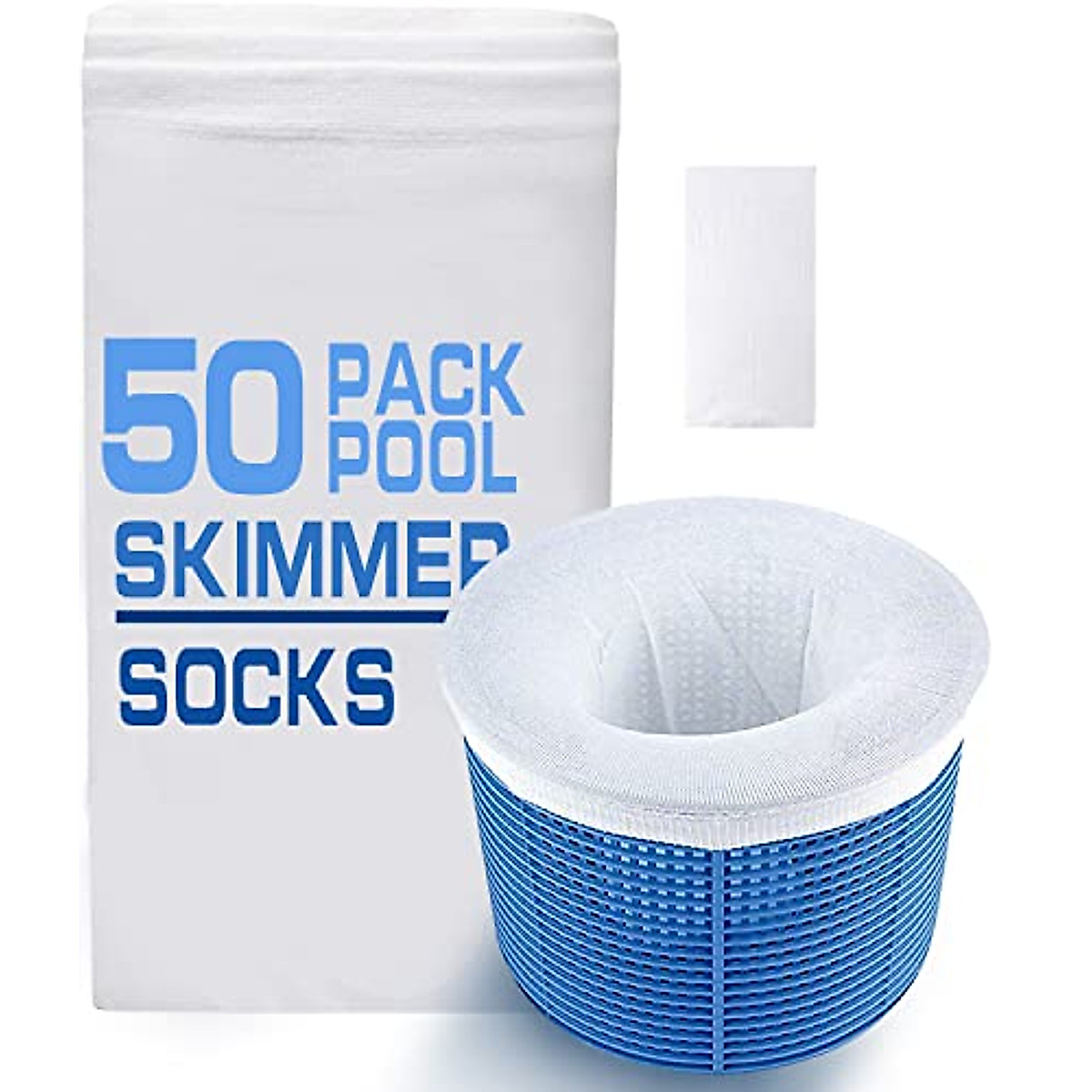 GOKU 50 Pack Pool Skimmer Socks for Above Ground Pool & Inground Pool, Debris Pollen Pool Filter Socks for Skimmer Basket, Hair Leaves Fine Mesh Net Liners Filter Savers Scum Sock Reusable