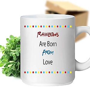 Rainbow Colorful Gift for Weddings & Anniversaries - Show Your Love Navy Multicolor Unisex Sweat, 11 Oz White Ceramic Coffee Mug