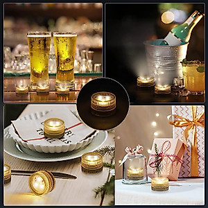 Mata Leon Mini Waterproof Battery LED TeaLight 20pcs 1.2" Battery Powered LED Puck Accent Light for Party Events Wedding Hallowen Pumpkin Light Pond Hot Tub Fountain Decor(Warm White)
