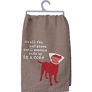 Primitives by Kathy Dish Towel - It's All Fun and Games Until Someone Ends Up in a Cone - 28 inch x 28 inch
