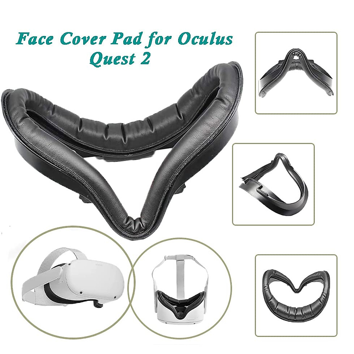 VR Facial Interface Bracket PU Leather Foam Face Pad Replacement Protective Lens Cover for Oculus Quest 2 VR Headsets Comfortable Sweat-Proof
