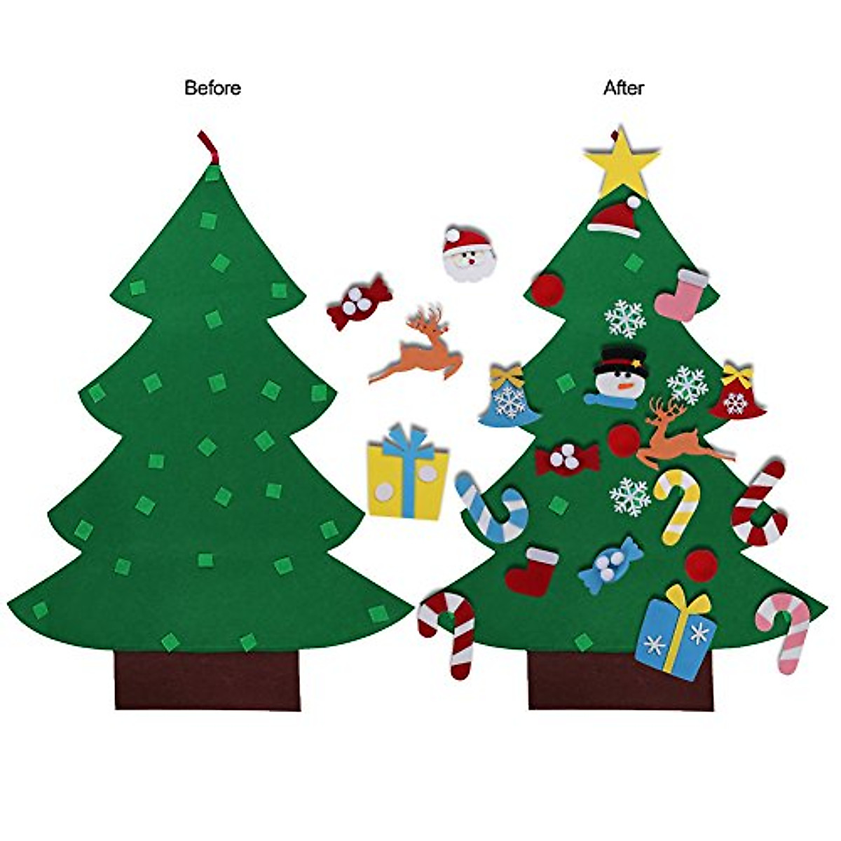 Aytai DIY Felt Christmas Tree Set with Ornaments for Kids, Xmas Gifts, New Year Door Wall Hanging Decorations
