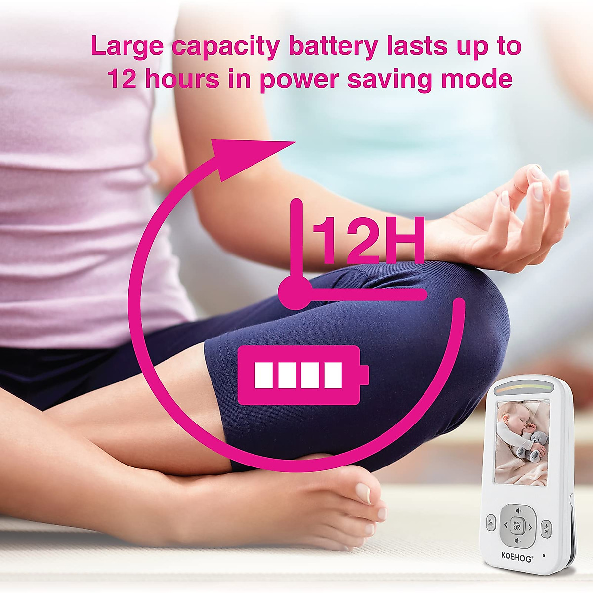 Video Baby Monitor, Slim Handheld, Non-Slip Design, 2.4" Vertical Screen Monitor & 2 Camera, Range up to 1000ft, 18 Hour Battery Life, 2-Way Talk, Night Vision, Temperature Monitor, No WiFi.