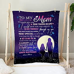 Toyshea Personalized Mom Blanket to My Mom Custom Mother's Day Throws Soft Bed Fleece Sherpa Blankets for Moms Mama Mommy Christmas Birthday Presents Idea from Daughter