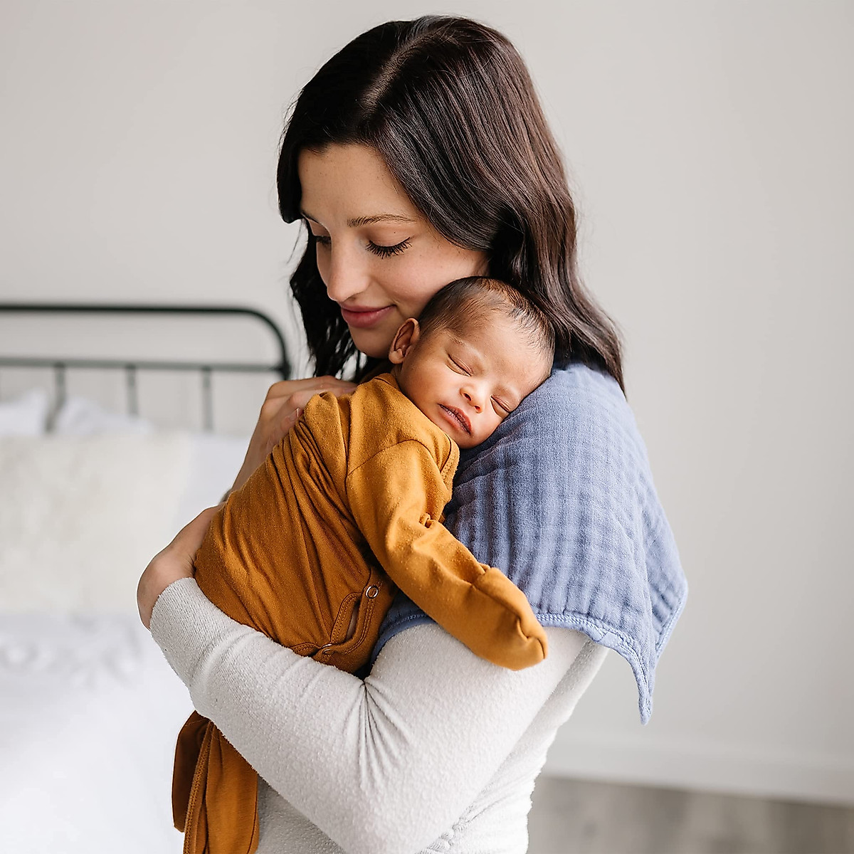 Natemia Muslin Baby Burp Cloths | Large 21”x11” Size | Super Absorbent and Ultra Soft Washcloths | 6-Layer Design | 3-Piece Gift Set