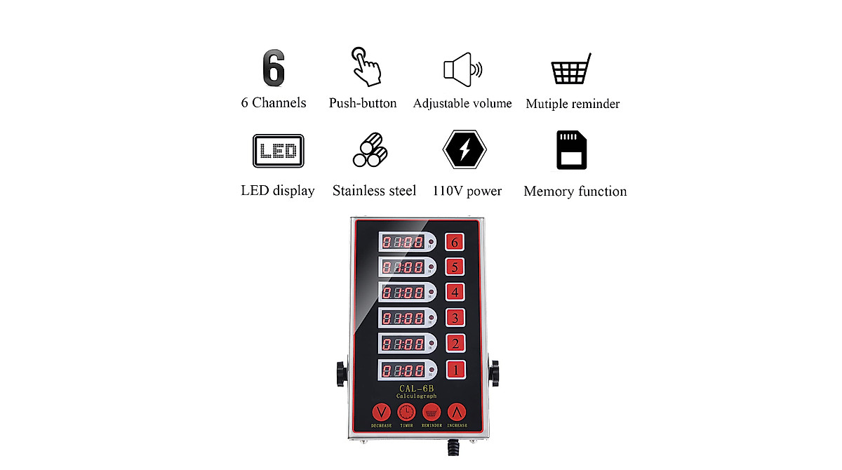 S2SQURE 6-Channel Professional Kitchen Timer Commercial Timers for ...