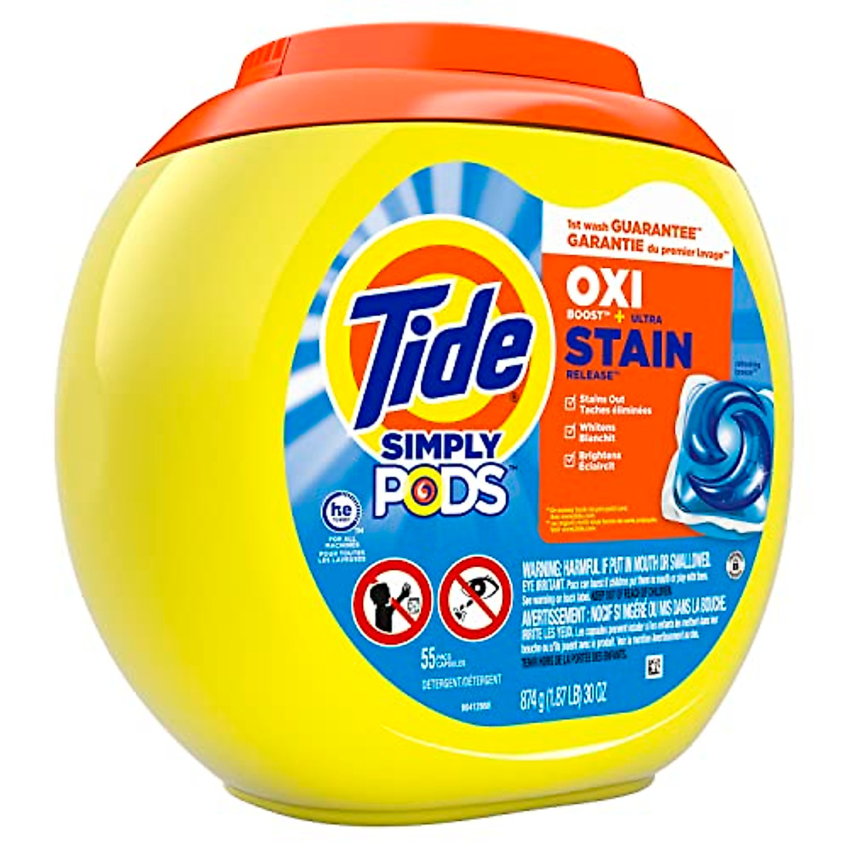 Tide Simply Pods + Oxi Laundry Detergent Soap Pods, Refreshing Breeze, 55 Count, 30 ounces