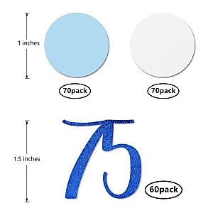 Blue Glitter 75 Confetti, 75th Birthday Number Confetti, 200pcs Anniversary Party Table Decoration Supplies