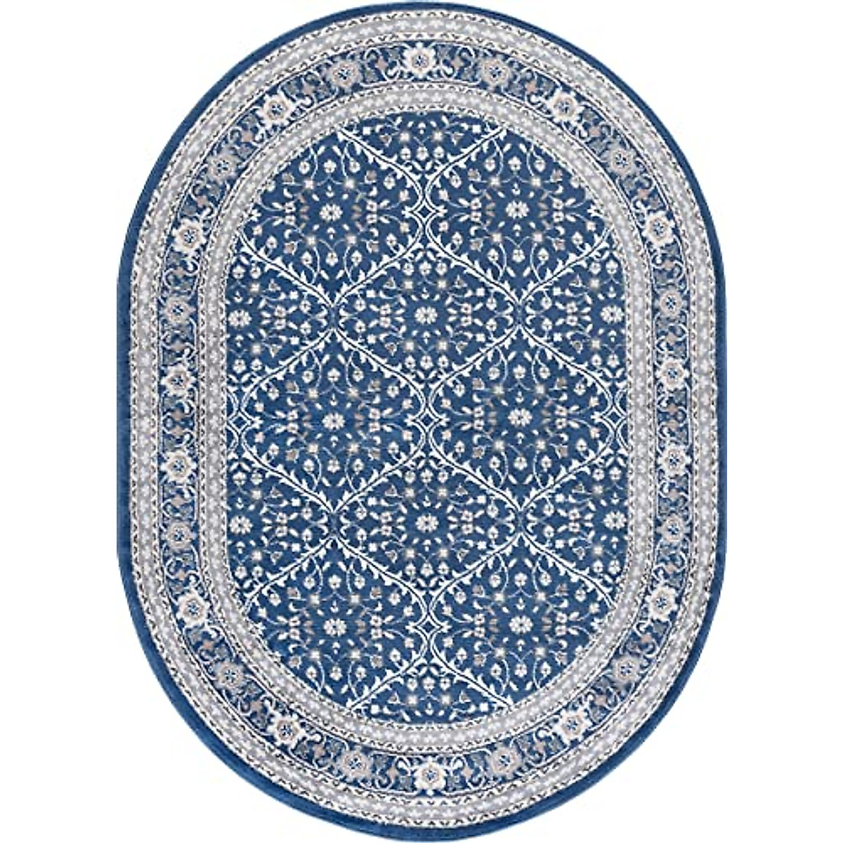 Beauregard Traditional Oriental Navy Oval Area Rug, 5' x 7' Oval