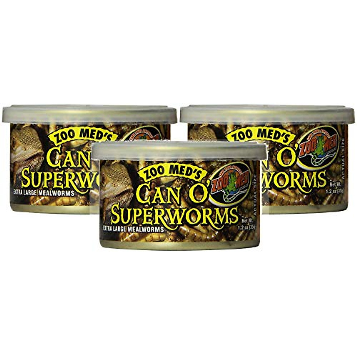 Zoo Med 3 Pack of Can O' SuperWorms, 1.2 Ounces Per Can