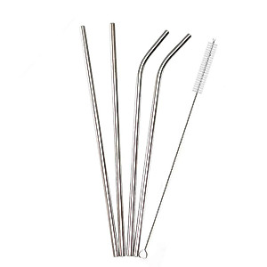Stainless Steel Straws, 4pcs 12" Ultra Long 0.3" Wide Reusable Metal Drinking Straws with Cleaning Brush for Stanley 40oz 64oz Tall Tumblers