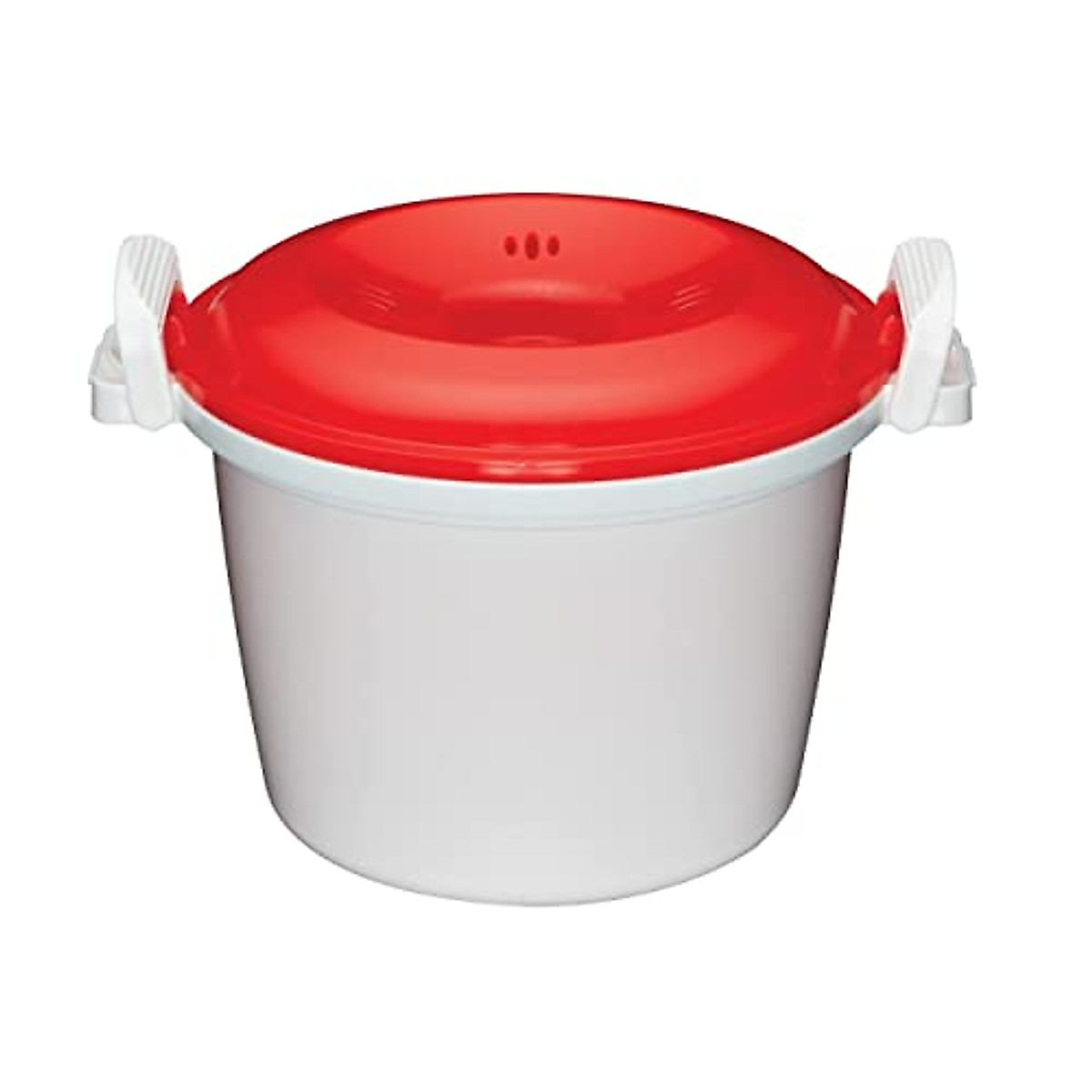 KitchenCraft Rice Cooker - Microwave Steamer, BPA Free Plastic, 1.5 Litre, White/Red