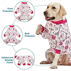 LovinPet Boxer Large Dog Onesies, Pet Anxiety Relief, Anti Licking, Post Surgery Recovery Clothe, Lightweight Stretch Fabric, Jungle Dreams Fuchsia Print, Large Dog Jammies, Large Breed Pet PJ's /2XL
