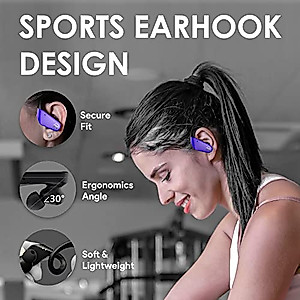ROVIIS Wireless Earbuds Bluetooth 5.3 Earphones IPX7 Sport Earbuds for Running Workout Bass Stereo Headphones with Ear Hook Microphones Over Ear Earbuds for iPhone Android, Fast Pair