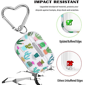 Olytop Airpods Pro Shock Case with Lock Black+Airpods Pro Protective Case Cactus