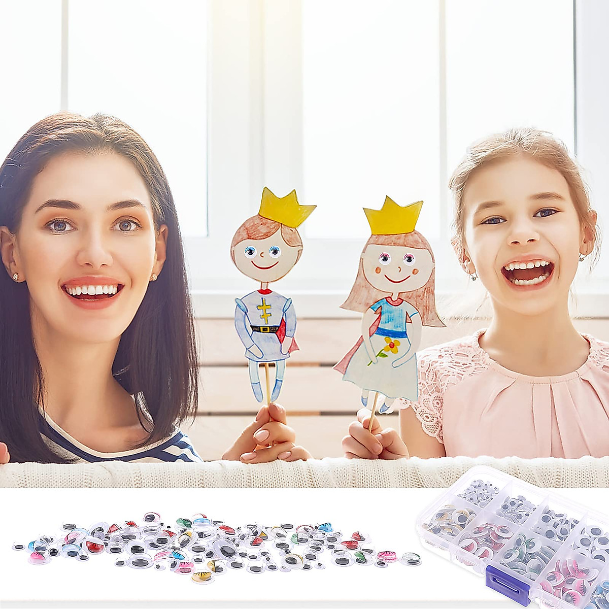 Stick on Eyes for Crafts, 700Pcs Assorted Size 4-12mm Self-Adhesive Googly Eyes Wiggle Eyes Craft Eyes