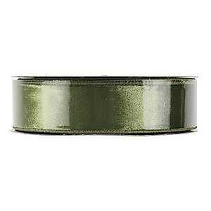 MEEDEE Moss Green Velvet Ribbon 1.5 Inch Green Velvet Wired Ribbon 25 Yards Crushed Velvet Ribbon Spool Velvet Christmas Ribbon Moss Green Ribbon for Christmas Tree, Wreaths Supplies, Christmas Bows