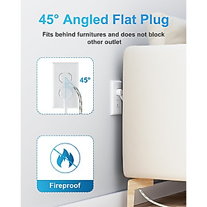 Power Strip with USB C, 3 Outlets 3 USB Ports, Desktop Charging Station with 5 Ft Braided Extension Cord and Flat Plug, Compact for Cruise Ship, Travel, Home, Office, White