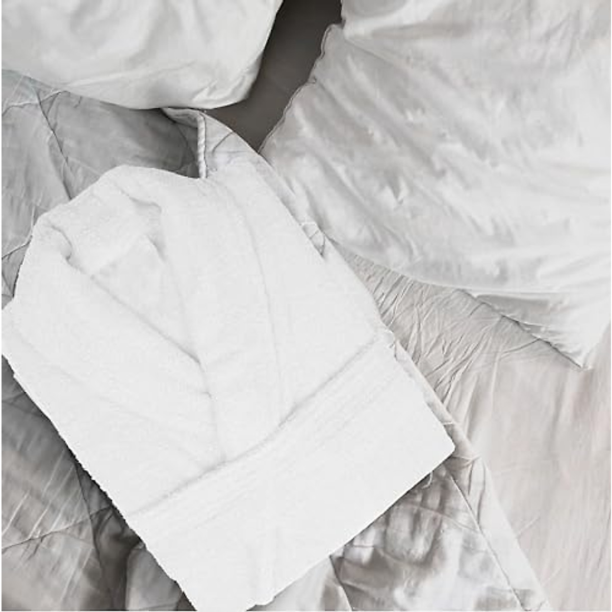 STF Linen Shawl collar Bathrobe Unisex Pack of One Pc, Cotton Robes, Terry Cloth Robes, Towel Bathrobe, Lightweight, Spa Robes