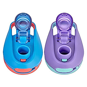Contigo Jessie Kids Water Bottle with Leak-Proof Lid, 14oz Dishwasher-Safe Kids Water Bottle, Fits Most Cup Holders, 2-Pack Blue Poppy/Coral & Amethyst/Jade